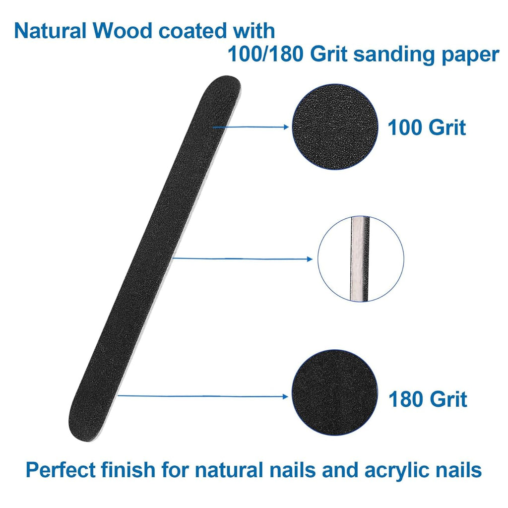 Black 7" Emery Thick Wooden File WFB100/180 – International Beauty Depot